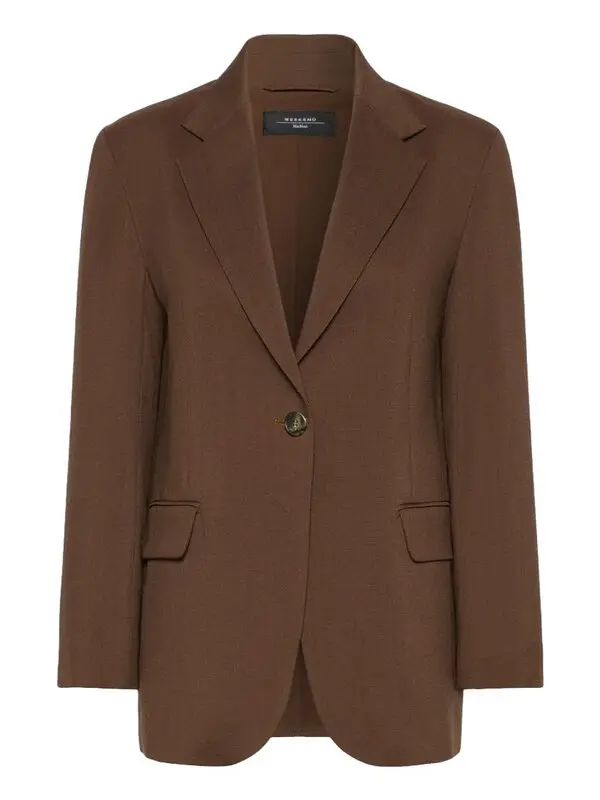 Max Mara Single-breasted Woollen Cloth Blazer - Cocoa