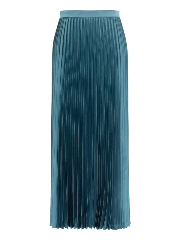 Max Mara Pleated Satin Maxi Skirt - Blue Azure