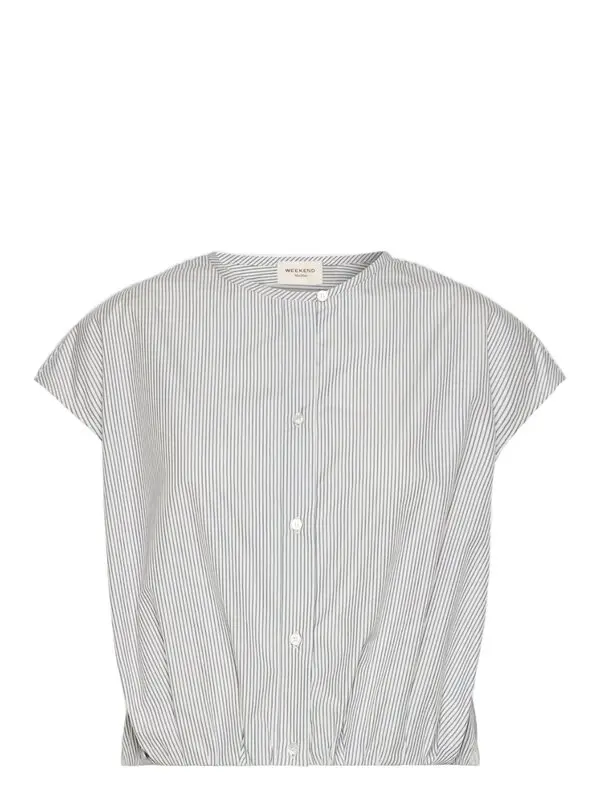 Max Mara Cotton Poplin Sleeveless Crop Top - Navy