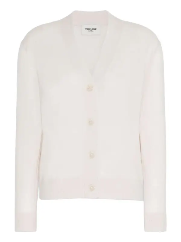 Max Mara Wool, Silk, And Cashmere V-neck Cardigan - Ivory