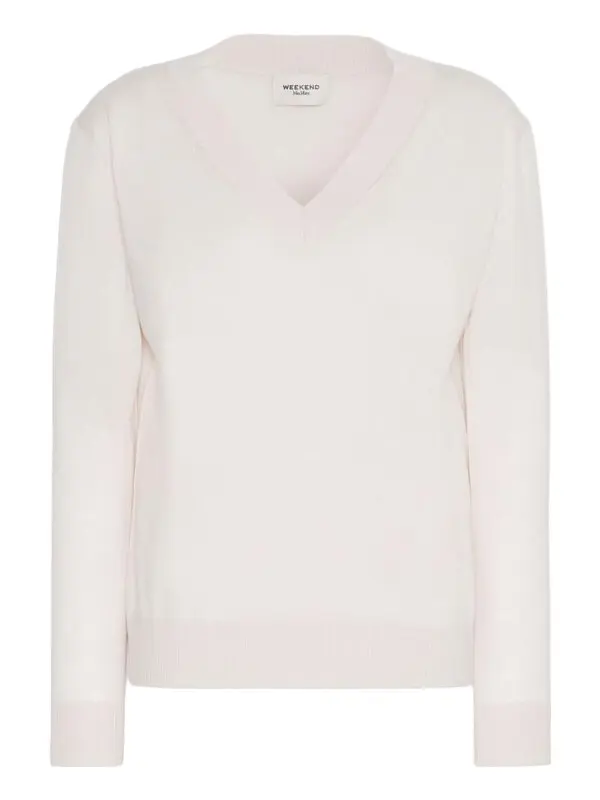 Max Mara Wool, Silk And Cashmere V-neck Sweater - Ivory