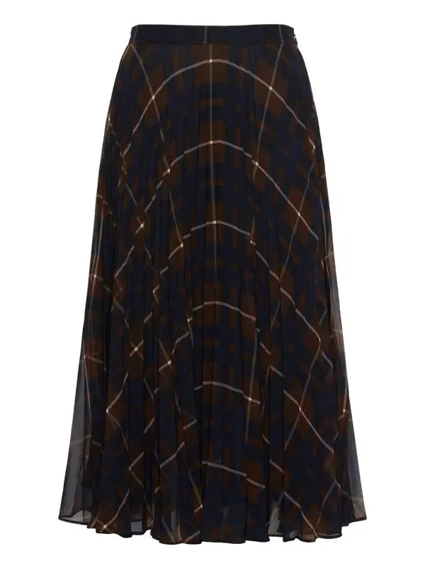Max Mara Plissé Pleated Georgette Blend Skirt - Blue Brown