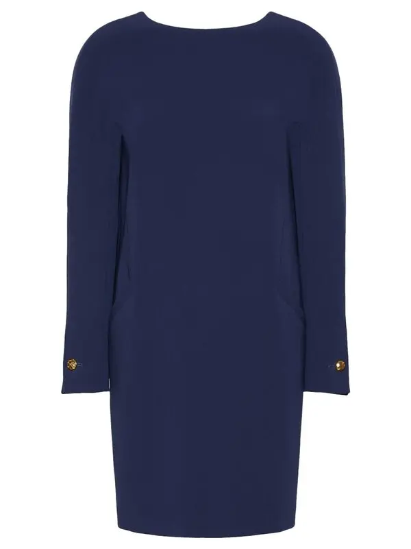 Max Mara Cady Tunic Dress With Kimono Sleeves And Button Detail - Navy