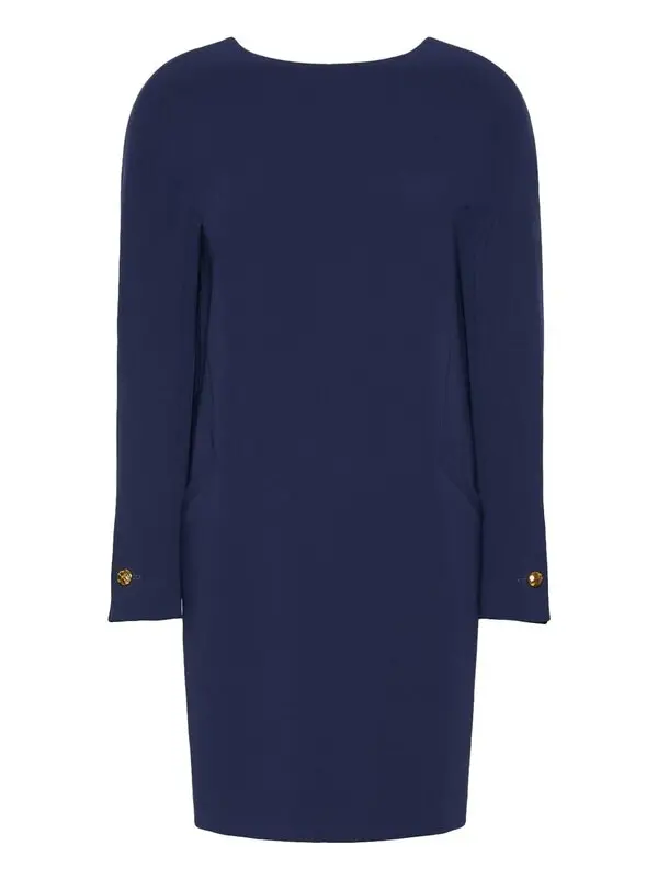 Max Mara Cady Tunic Dress With Kimono Sleeves And Button Detail - Navy