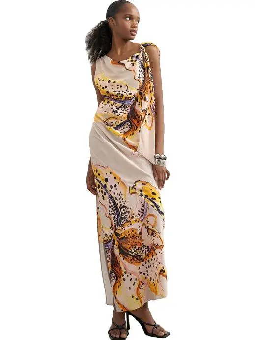 Topshop Sleeveless Printed Maxi Dress - Black