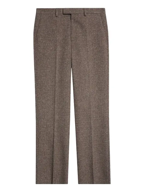 Valentino Garavani Tailored Straight Leg Wool Blend Trousers - Grey Multi