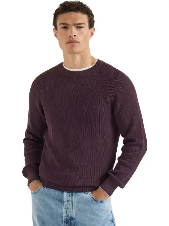 Brunello Cucinelli Cotton English Rib Raglan Sleeve Sweater - Grey
