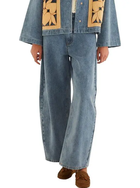 Farm Rio Richelieu Wide Leg Jeans - Denim