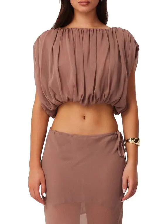 SNDYS. Mara Gathered Cropped Top - Mocha