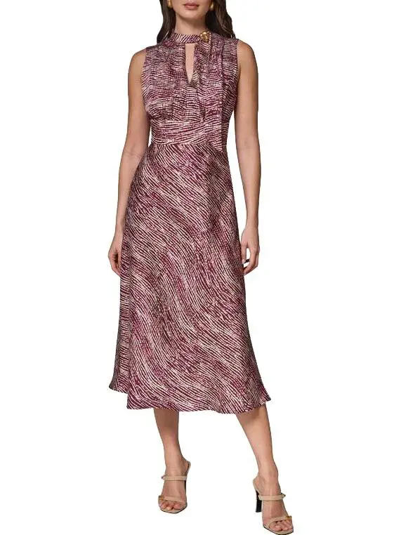 Donna Karan New York Sleeveless Mock Neck Midi Dress - Prune Mult