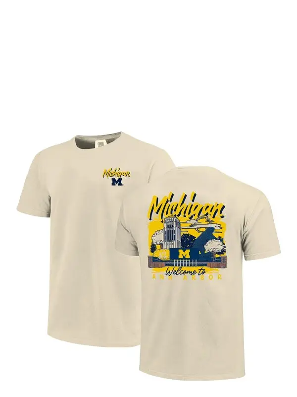 IMAGE ONE Michigan Wolverines Comfort Colors Hand-drawn Campus Stack T-shirt - Natural