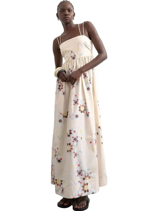 Topshop Strappy Open Back Cotton Poplin Maxi Dress - Beige