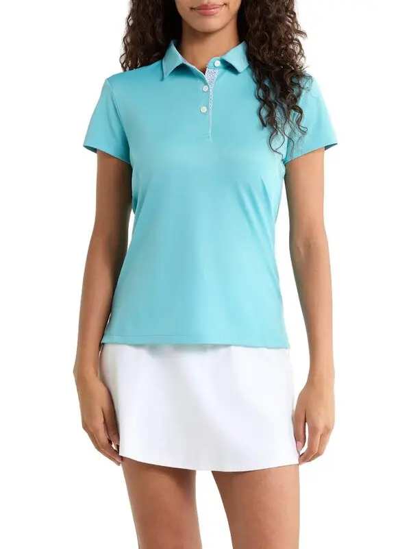 SWANNIES Kaia Piqué Half Placket Polo - Aqua