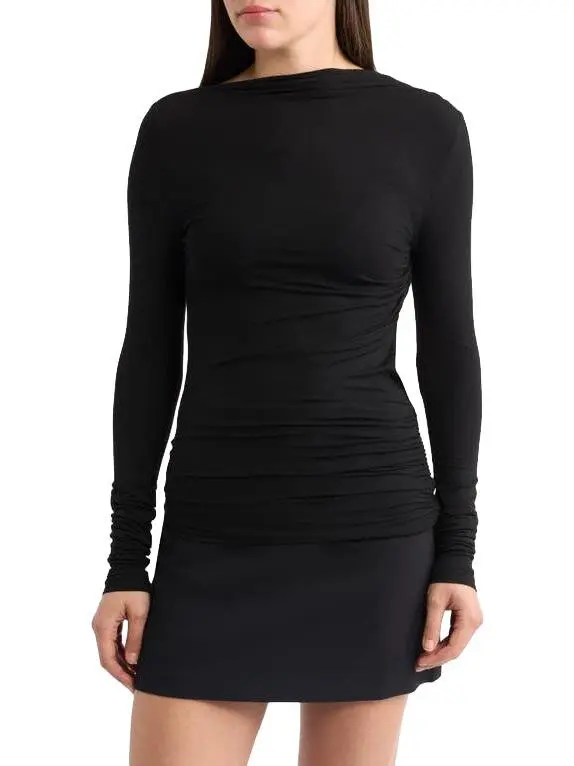 ARTLESS FOREVER Romy Ruched Open Back Stretch Jersey Top - Black