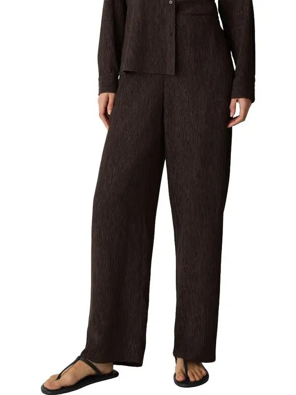 Eileen Fisher Textured Straight Leg Pants - Truffle
