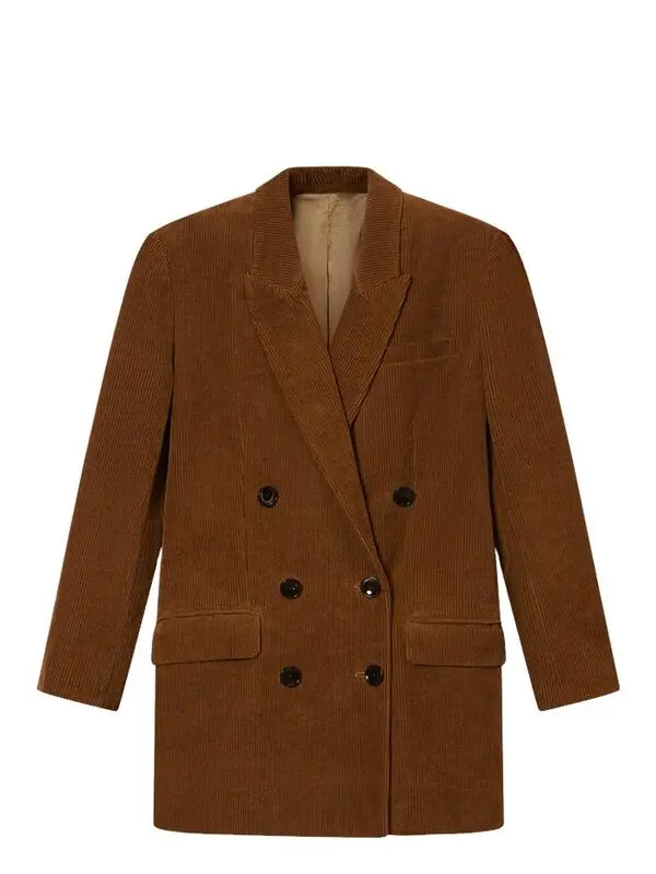 MARANT ETOILE Rasma Corduroy Double-breasted Jacket - Caramel