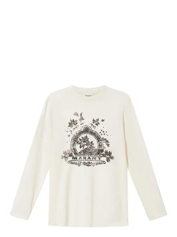 MARANT ETOILE Marant Hibiscus" Printed Cotton T-shirt - Ecru