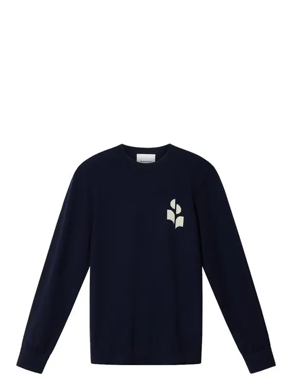 Isabel Marant Étoile Antea Pullover "im" Intarsia Logo Sweater - Midnight/light Grey