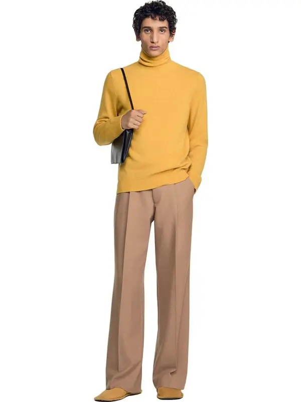 Sandro Cashmere Turtleneck Sweater - Mustard