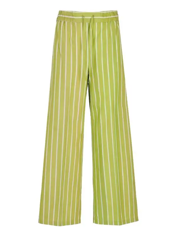EMME Striped Drawstring-waist Wide Leg Trousers - Green