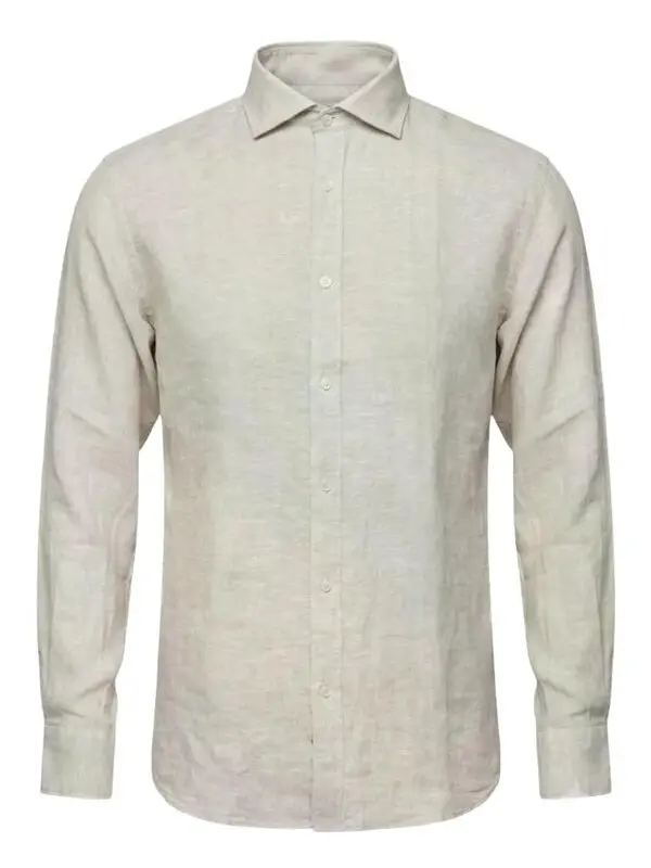 ALLEY DOCKS 963 Long-sleeve Linen Shirt - Neutrals