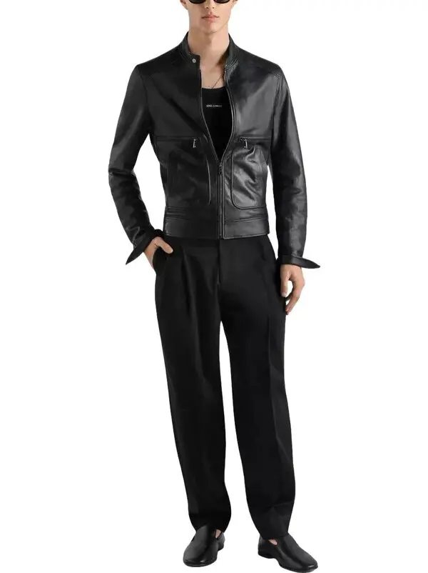 Dolce & Gabbana Nappa Leather Zip-up Jacket - Black