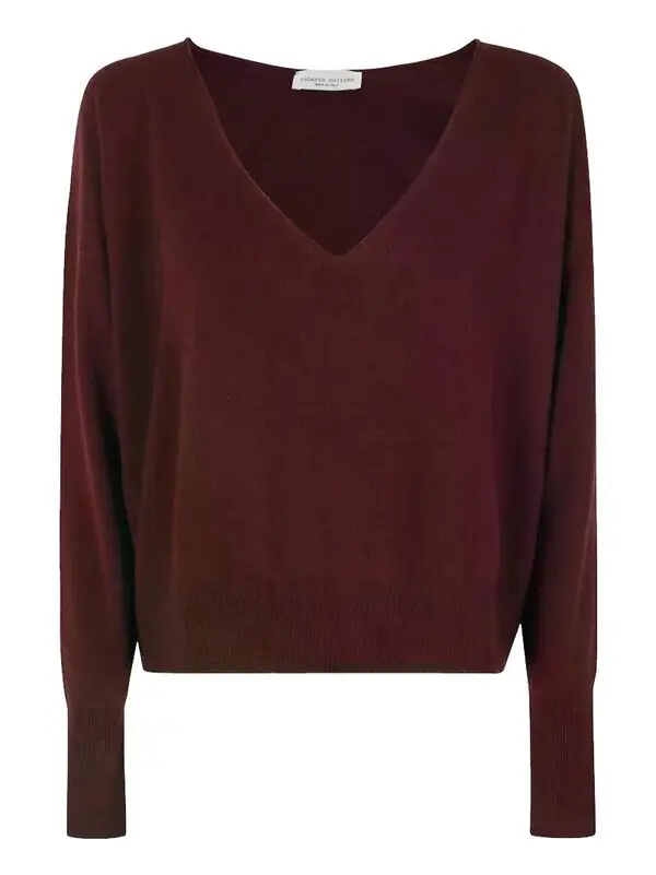 ROBERTO COLLINA V-neck Drop-shoulder Sweater - Red