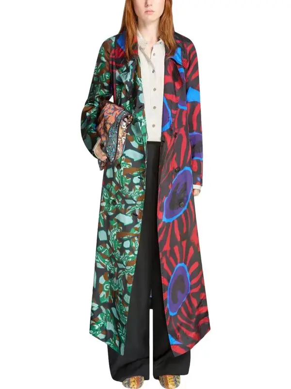 Dries Van Noten Printed Mac Coat - Red
