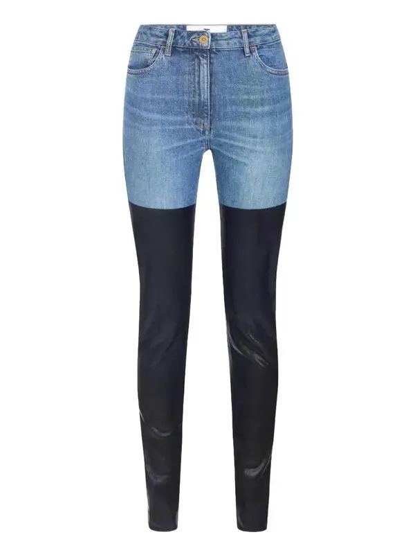 Elisabetta Franchi Cigarette Jeans With Double Texture - Black