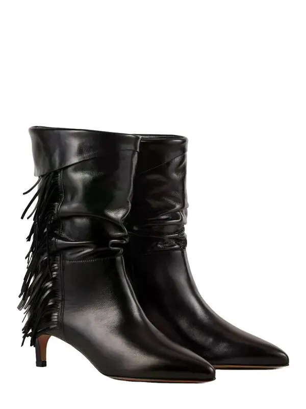 Ba&sh Pointed Toe Fringe Detail Boots - Black