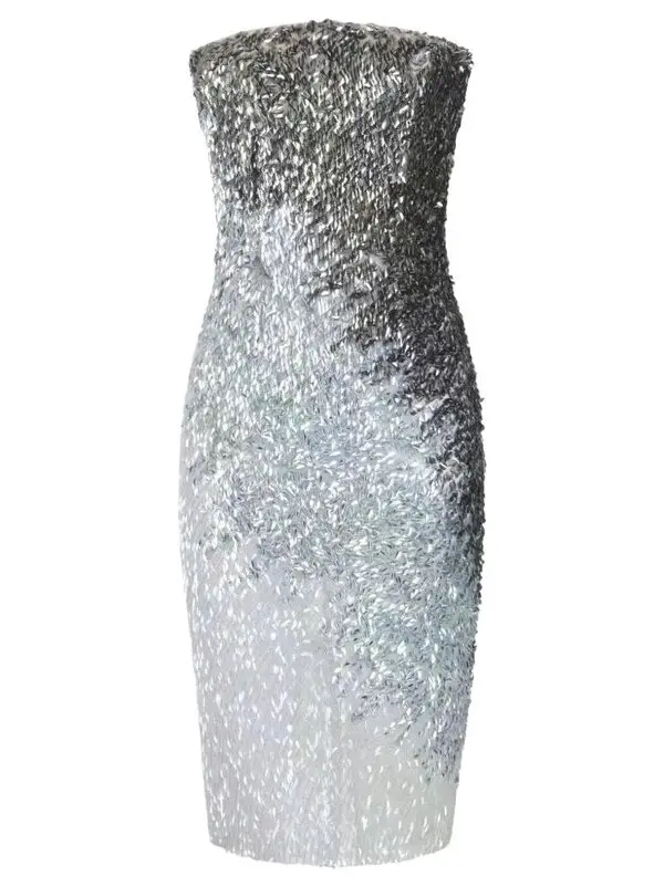 Elisabetta Franchi Off-the-shoulder Metallic Tulle Midi Dress - Neutrals