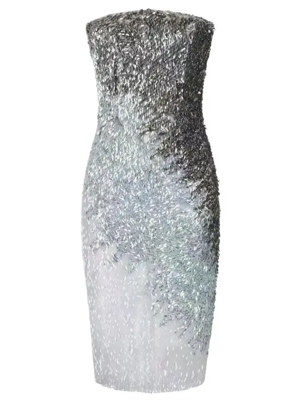 Elisabetta Franchi Off-the-shoulder Metallic Tulle Midi Dress - Neutrals