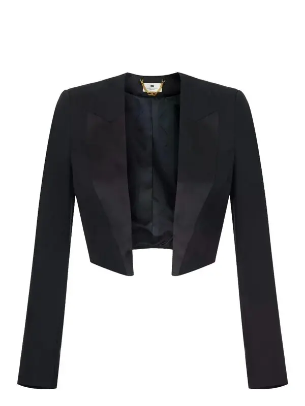 Elisabetta Franchi Gabardine Tuxedo-style Cropped Jacket - Black