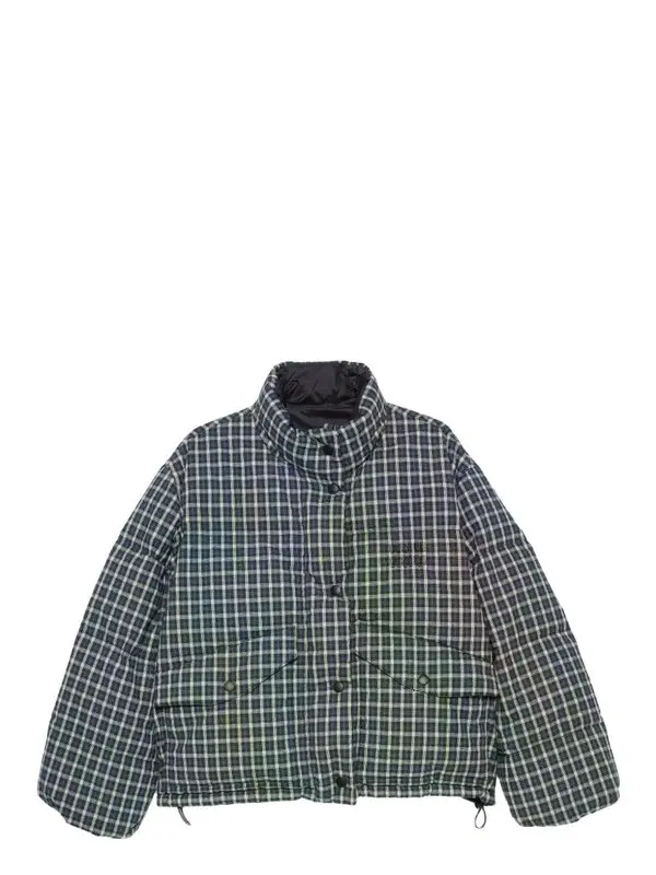 Miu Miu Check-pattern Quilted Jacket - Blue