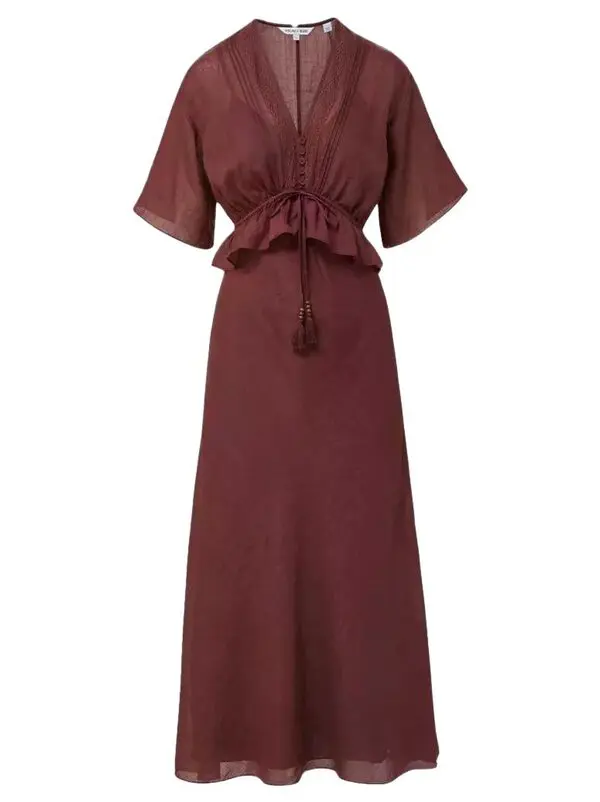 Veronica Beard Dominick Ruffled Lace-trim Midi Dress - Red