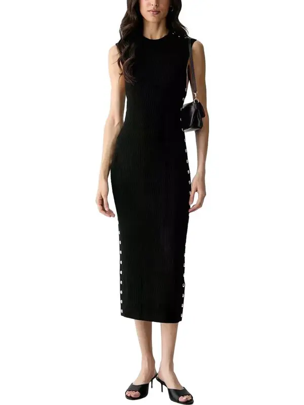 Karl Lagerfeld Stud-embellished Ribbed Knit Dress - Black