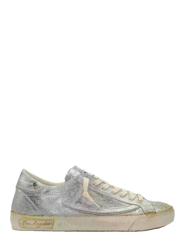 HTC LOS ANGELES Viper Distressed-finish Low-top Sneakers - Silver