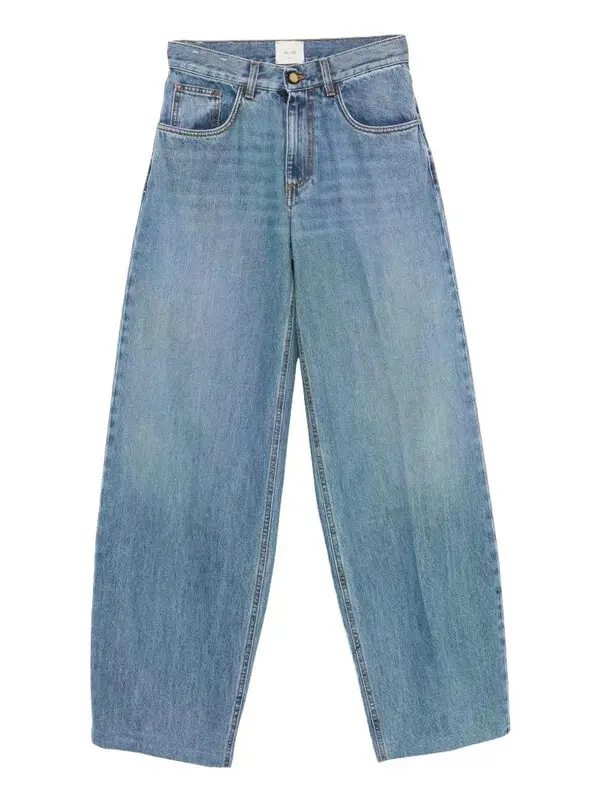 ALYSI Faded Wide-leg Jeans - Blue