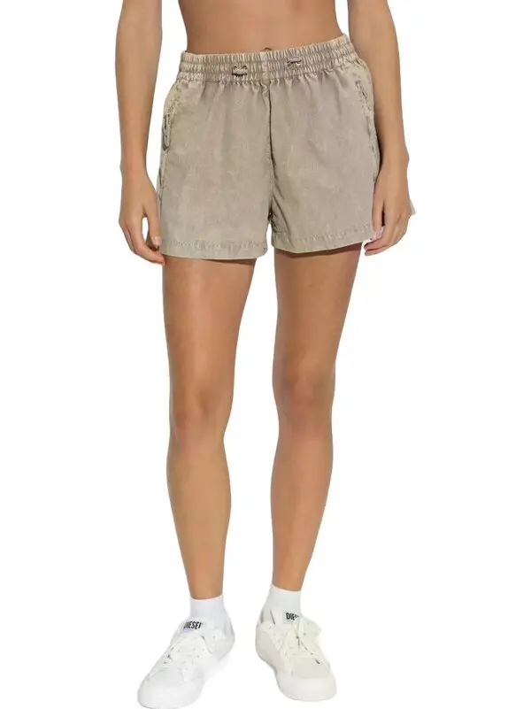DIESEL® S-oul Logo Embroidered Mini Shorts - Neutrals