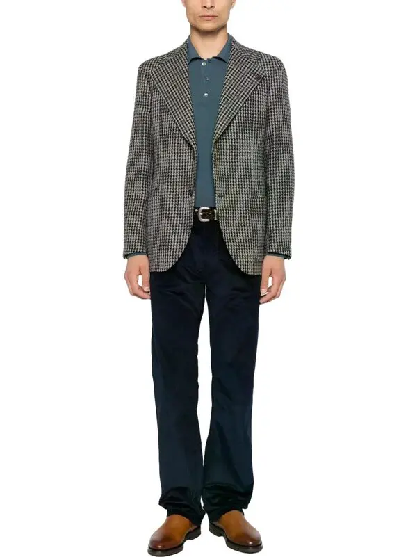GABRIELE PASINI Houndstooth-pattern Single-breasted Blazer - Grey