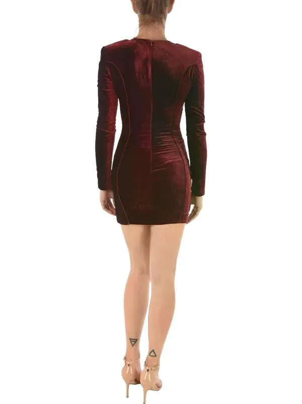 Philipp Plein Rhinestone Embellished Lace-up Velvet Mini Dress - Red