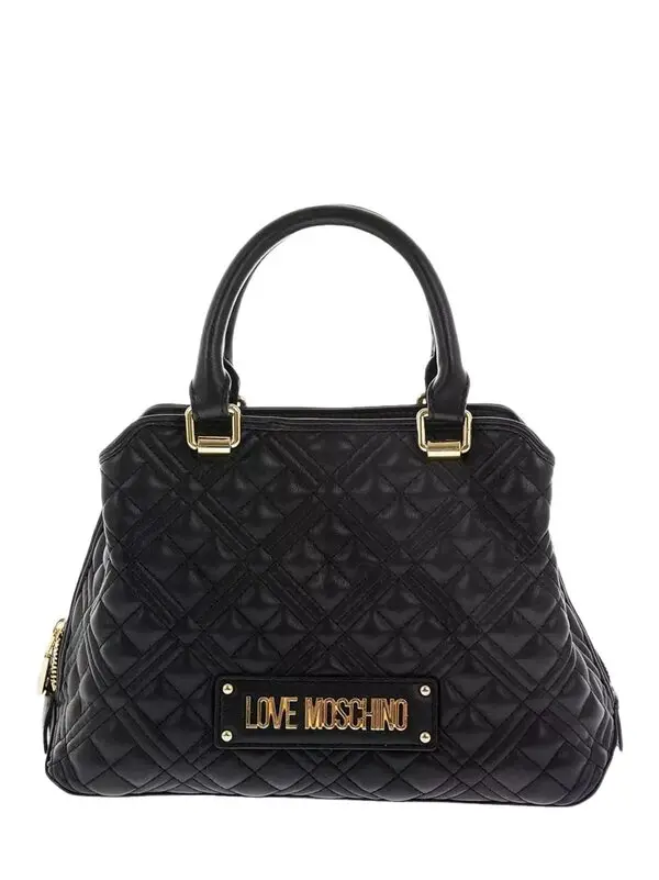 Moschino Quilted Logo Plaque Tote Bag - Black