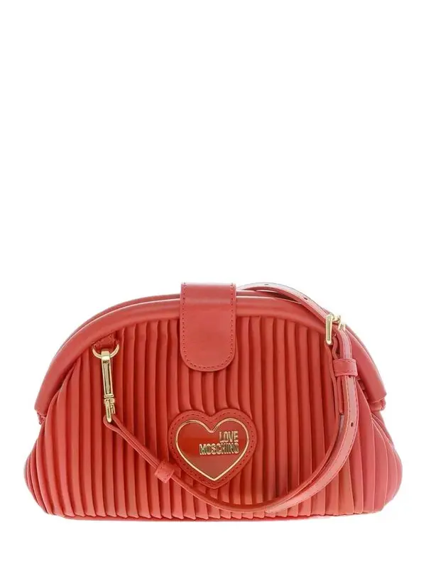 Moschino Pleated Heart Motif Crossbody Bag - Red