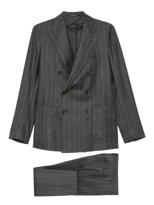 Tagliatore Pinstripe-pattern Double-breasted Suit - Grey