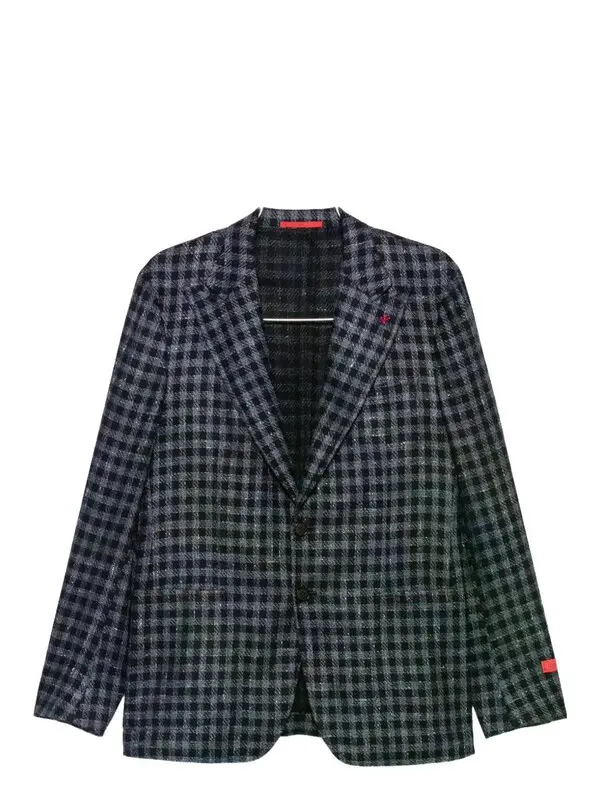 Isaia Gingham-check Notched-lapel Blazer - Blue