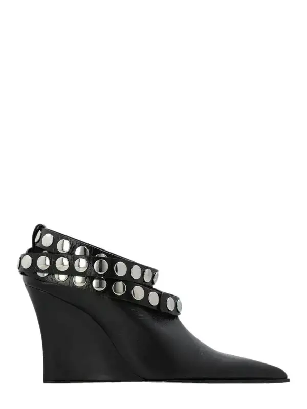 IRO PARIS Leather Studded Wedge Pumps - Black