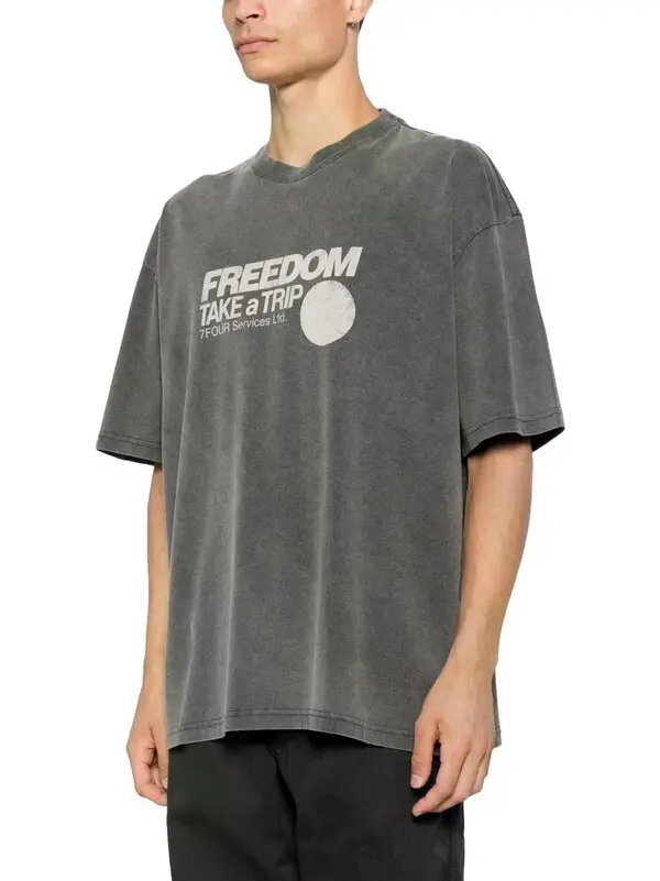 7 For All Mankind Graphic-print Crew-neck T-shirt - Grey