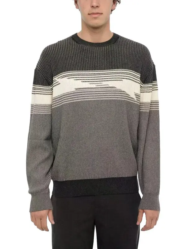 Neil Barrett Ribbed Knit Panelled Sweater - Grey