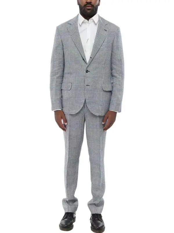 Brunello Cucinelli Checked Buttoned Suit - Blue