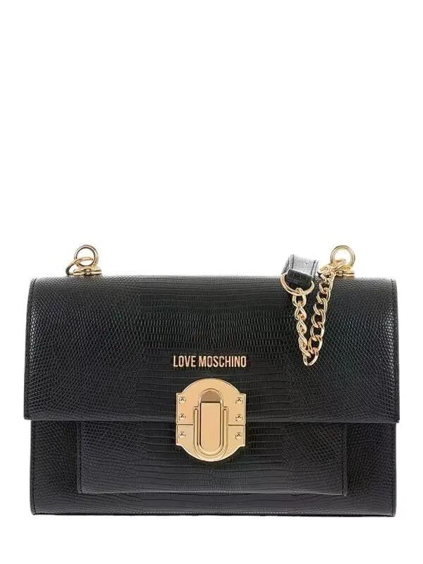 Moschino Plaque Chain-link Crossbody Bag - Black